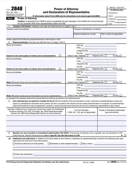 10+ IRS / Form 2848 Power of Attorney Forms Download – How to Create ...
