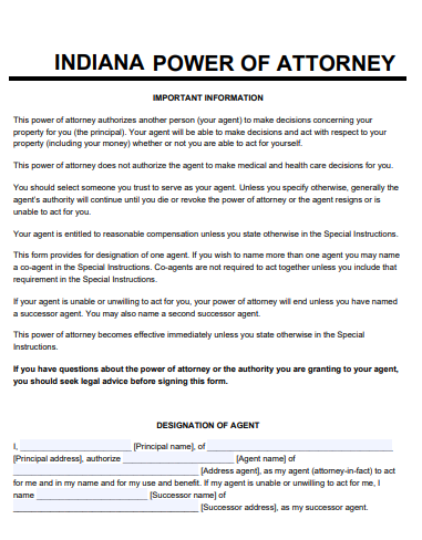 10+ Free Indiana (IN) Power of Attorney Form Download – How to Create ...