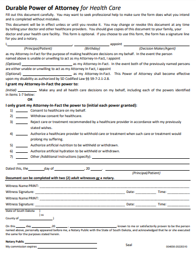 10+ Free South Dakota (SD) Power of Attorney Form Download – How to ...