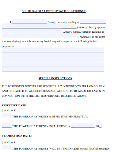 10+ Free South Dakota (SD) Power of Attorney Form Download – How to ...