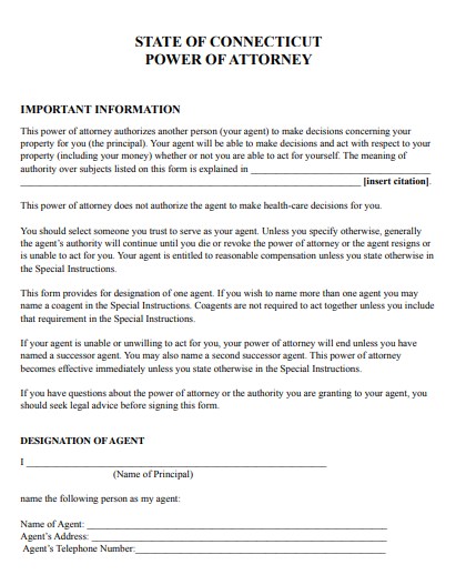 10+ Free Connecticut (CT) Power of Attorney Form Download – How to ...