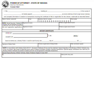 10+ Free Indiana (IN) Power of Attorney Form Download – How to Create ...