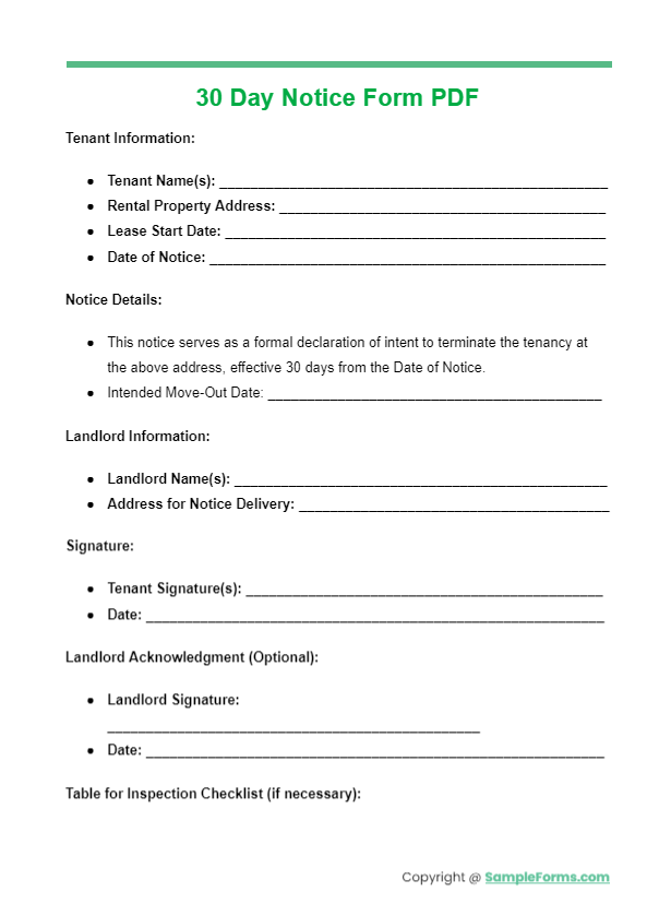 FREE 12+ 30 Day Notice Form Samples, PDF, MS Word, Google Docs