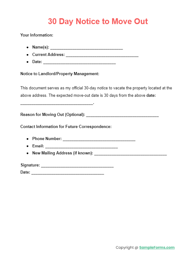 FREE 12+ 30 Day Notice Form Samples, PDF, MS Word, Google Docs