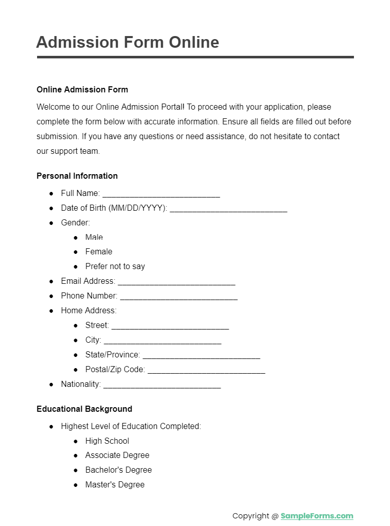 FREE 55+ Admission Form Samples, PDF, MS Word, Google Docs