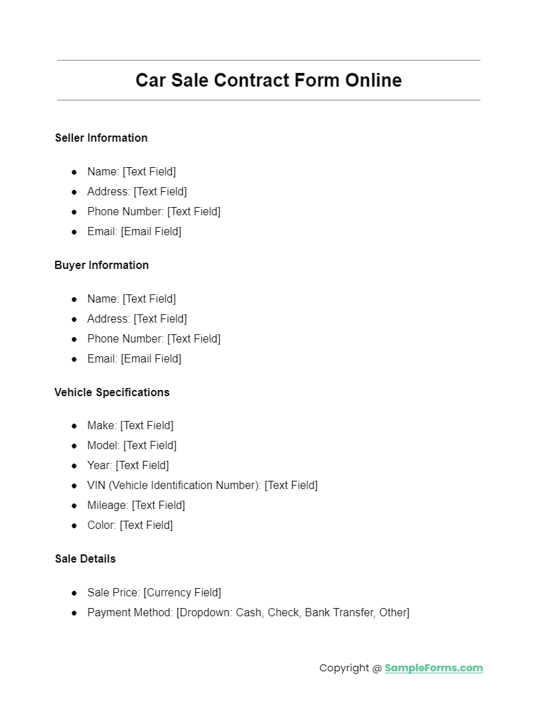 FREE 12+ Car Sale Contract Form Samples, PDF, MS Word, Google Docs