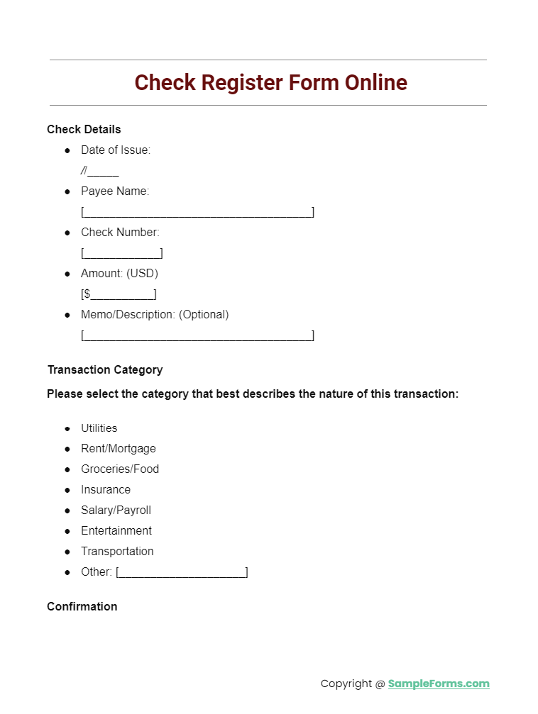 FREE 10+ Check Register Form Samples, PDF, MS Word, Google Docs