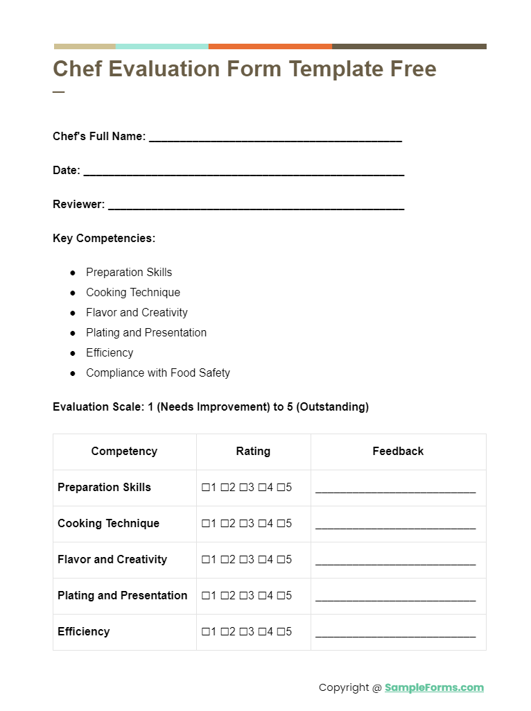 FREE 11+ Chef Evaluation Form Samples, PDF, MS Word, Google Docs, Excel