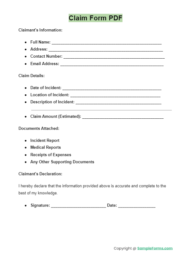 FREE 36+ Claim Form Samples, PDF, MS Word, Google Docs, Excel