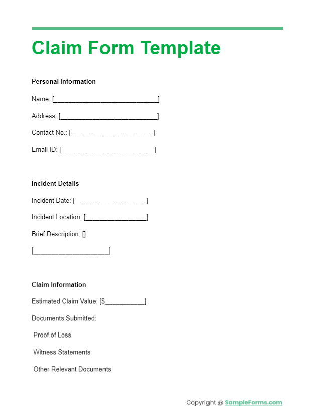 FREE 36+ Claim Form Samples, PDF, MS Word, Google Docs, Excel