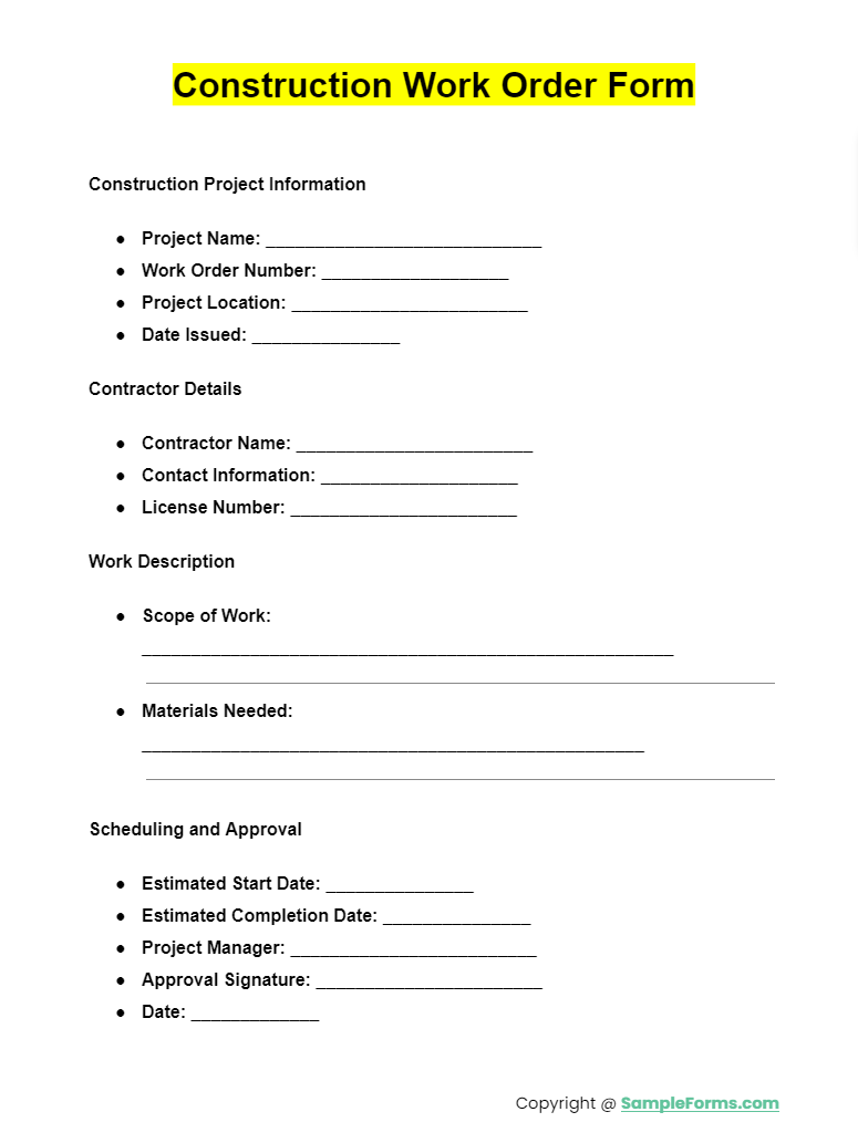 FREE 22+ Work Order Form Samples, PDF, MS Word, Google Docs