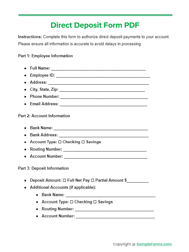 FREE 13+ Direct Deposit Form Samples, PDF, MS Word, Google Docs