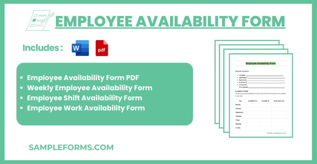 FREE 19+ Employee Availability Form Samples, PDF, MS Word, Google Docs