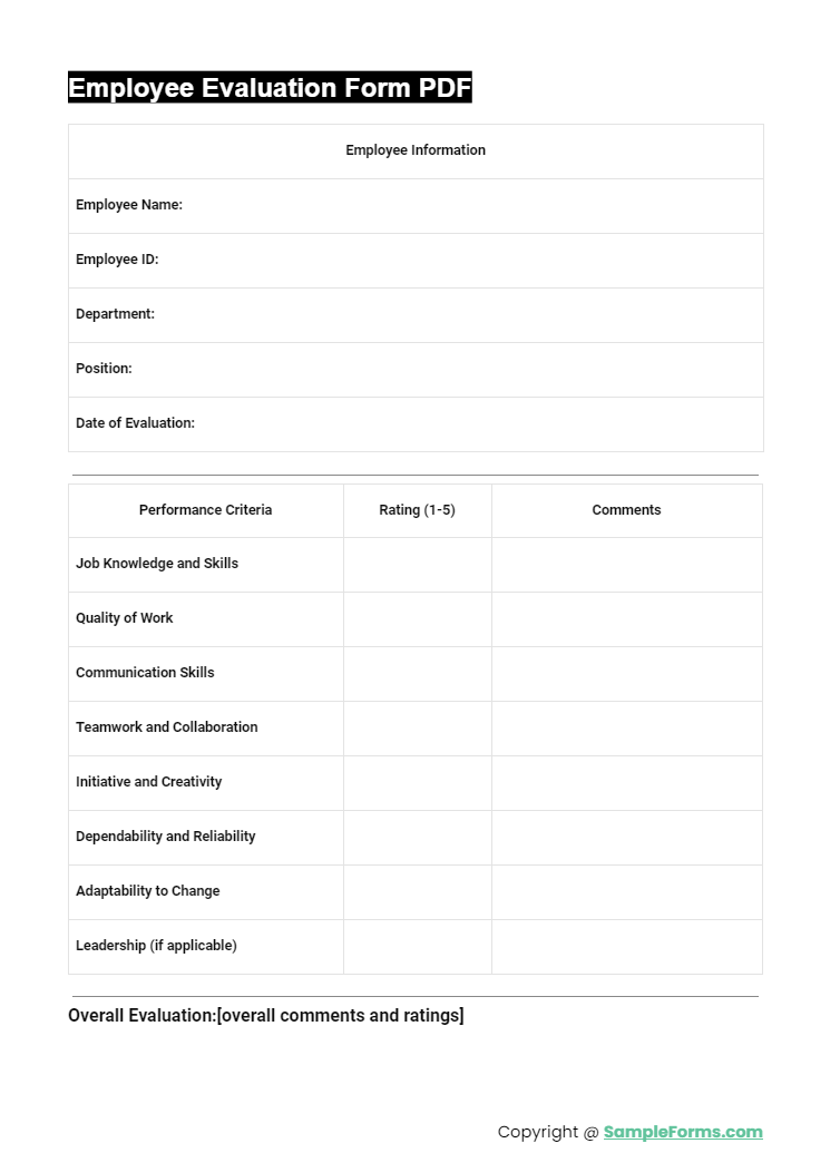 FREE 41+ Employee Evaluation Form Samples, PDF, MS Word, Google Docs, Excel