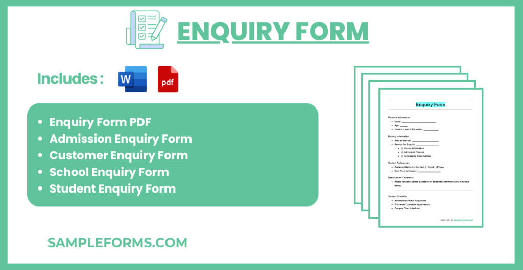FREE 54+ Enquiry Form Samples, PDF, MS Word, Google Docs