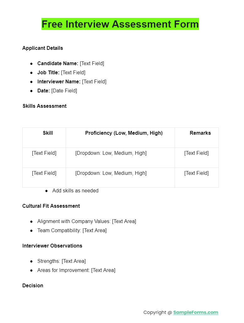 FREE 17+ Interview Assessment Form Samples, PDF, MS Word, Google Docs ...