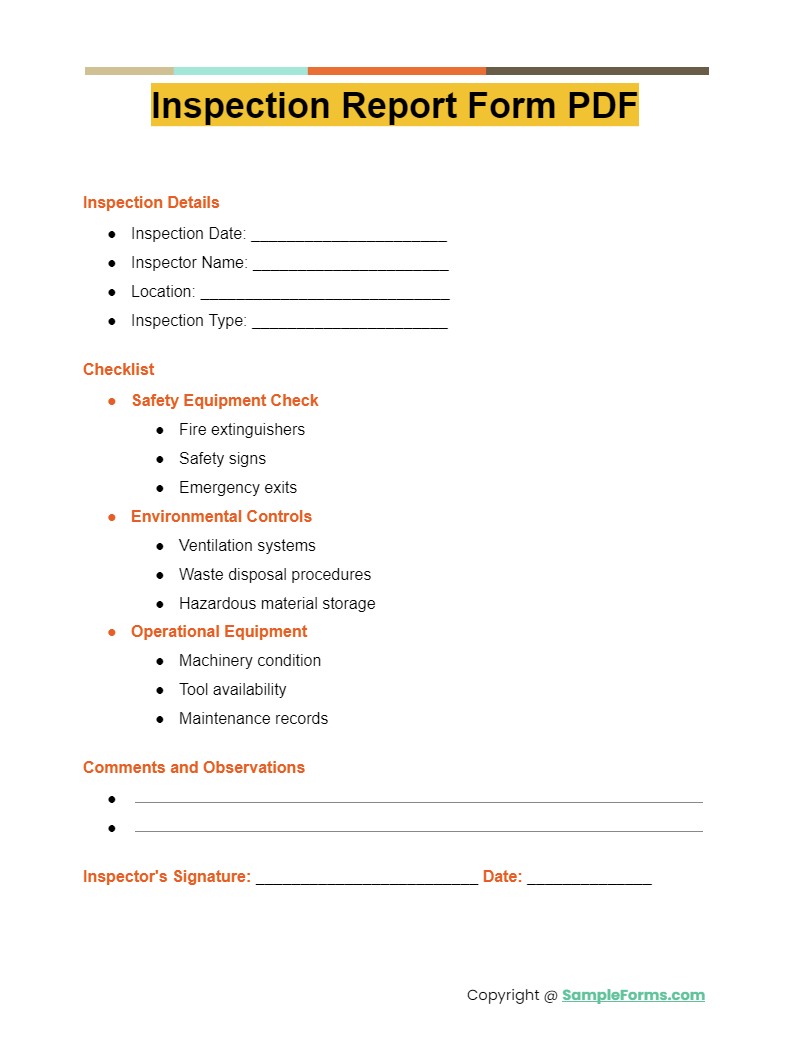 FREE 13+ Inspection Report Form Samples, PDF, MS Word, Google Docs