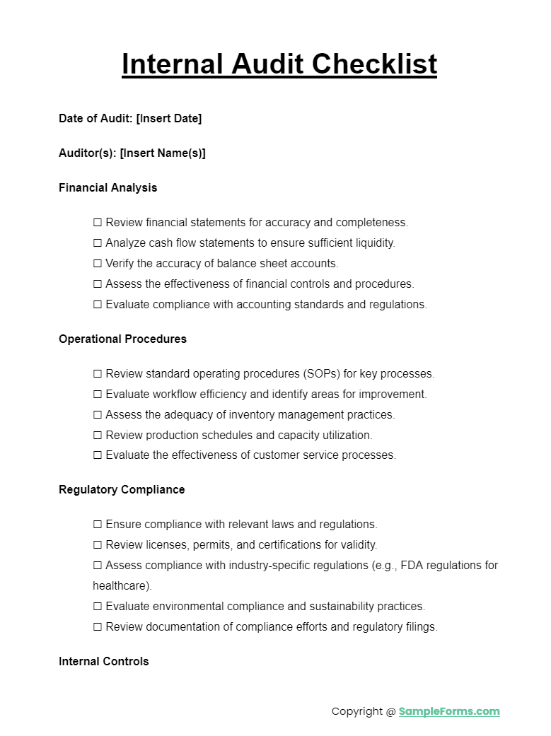 FREE 13+ Internal Audit Form Samples, PDF, Word, Google Docs