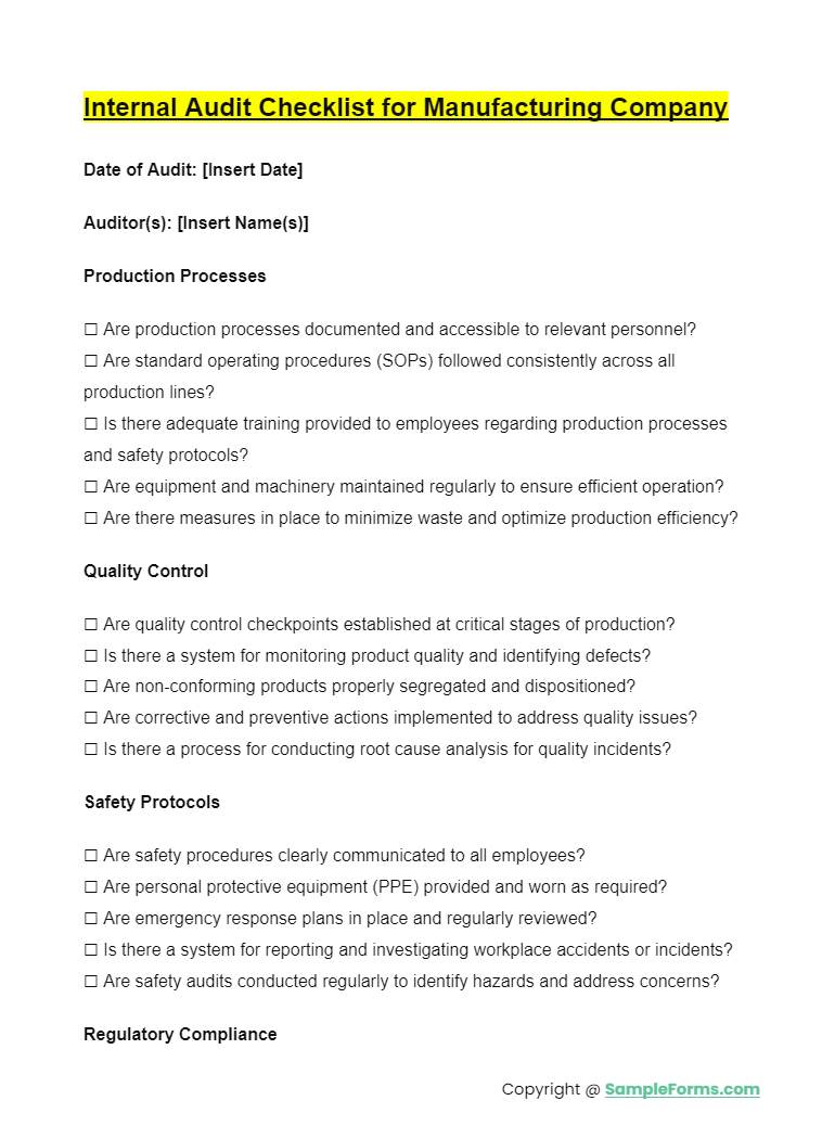 FREE 13+ Internal Audit Form Samples, PDF, Word, Google Docs