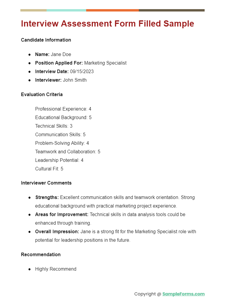 FREE 17+ Interview Assessment Form Samples, PDF, MS Word, Google Docs ...