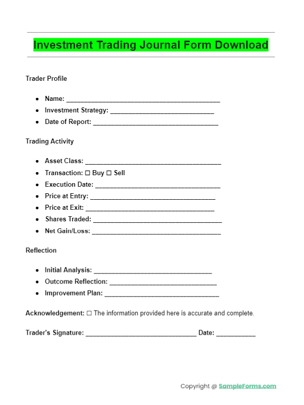 FREE 8+ Investment Trading Journal Form Samples, PDF, MS Word, Google ...