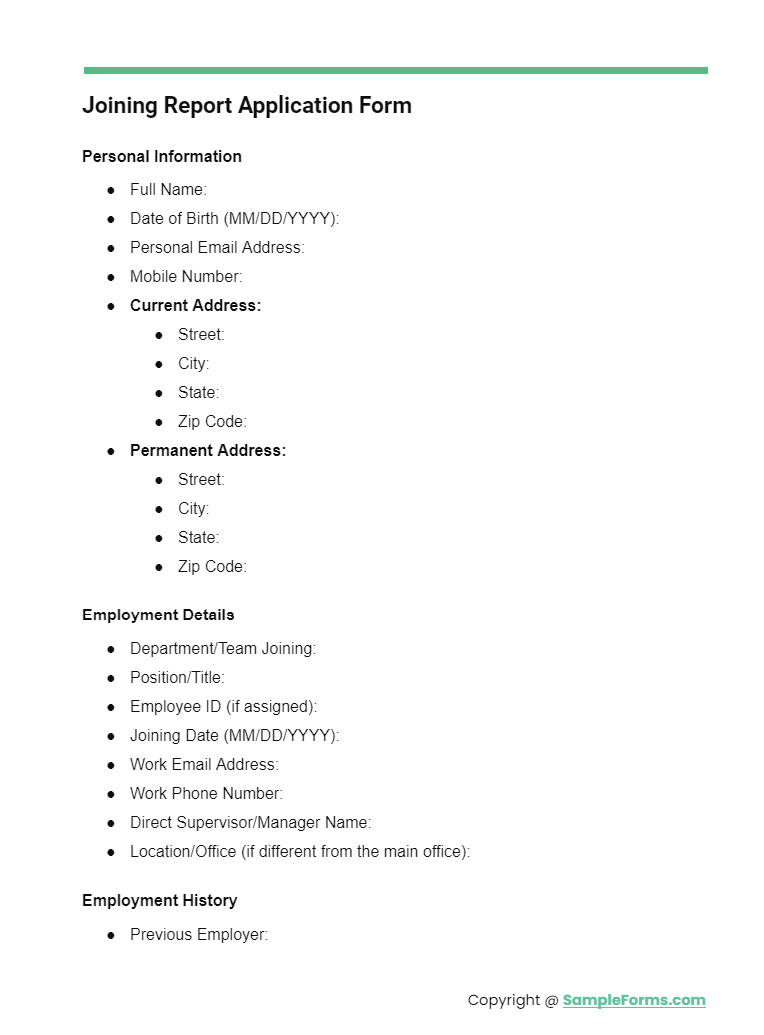 FREE 14+ Joining Report Form Samples, PDF, MS Word, Google Docs