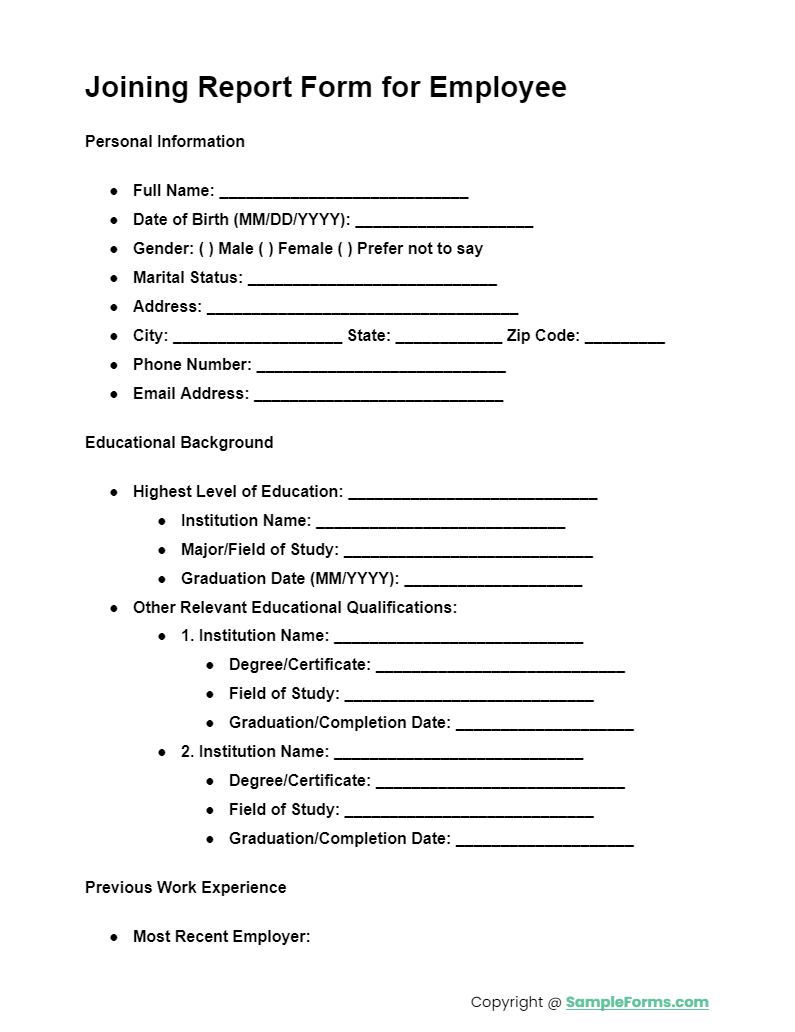 FREE 14+ Joining Report Form Samples, PDF, MS Word, Google Docs