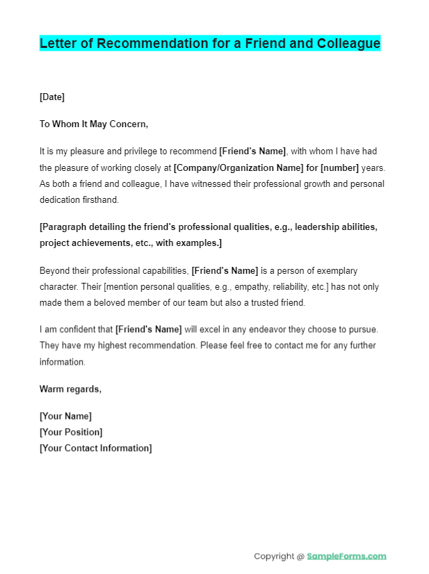 FREE 10+ Recommendation Letter for a Friend Samples, PDF, Word, Google Docs