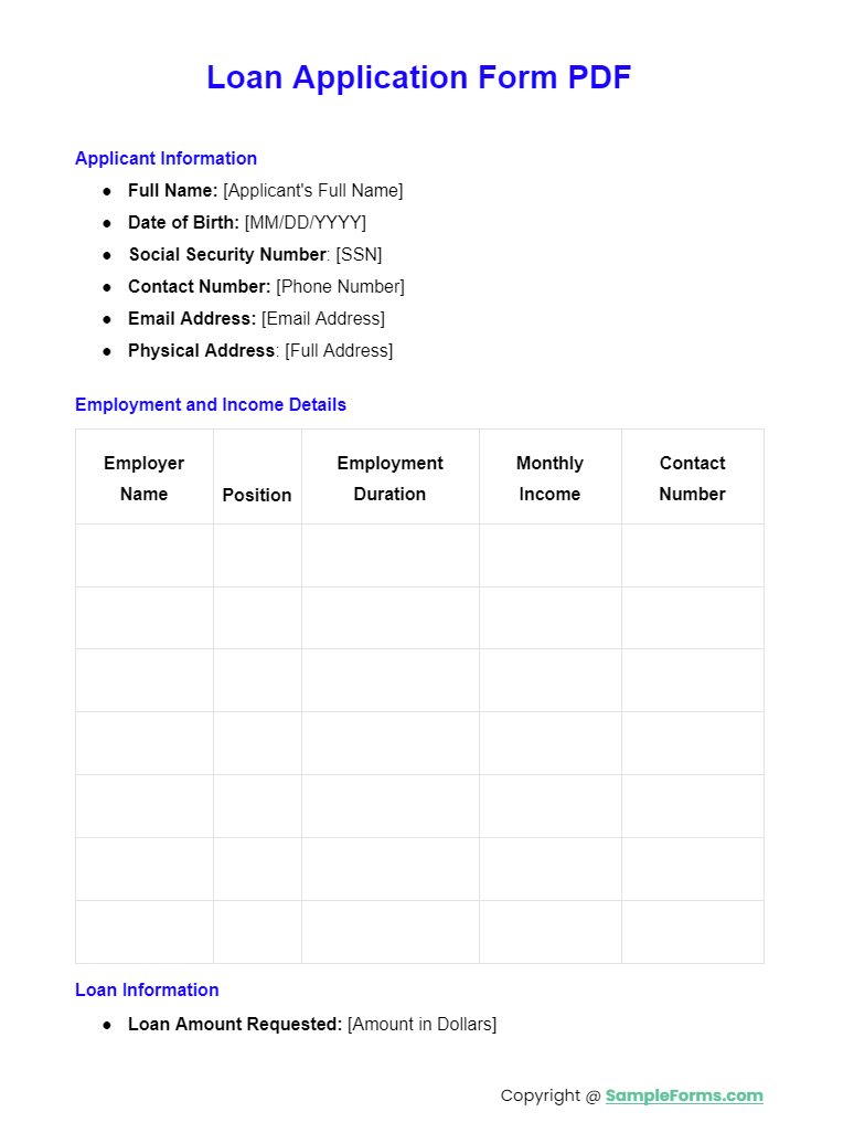 FREE 12+ Loan Application Form Samples, PDF, MS Word, Google Docs, Excel