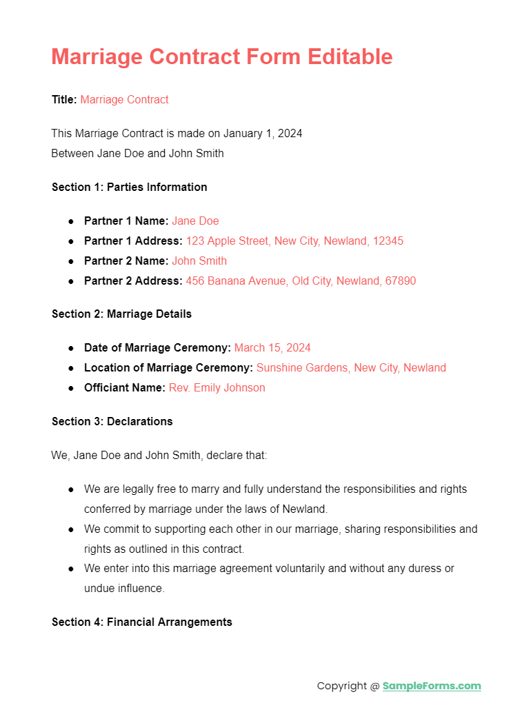 FREE 12+ Marriage Contract Form Samples, PDF, MS Word, Google Docs