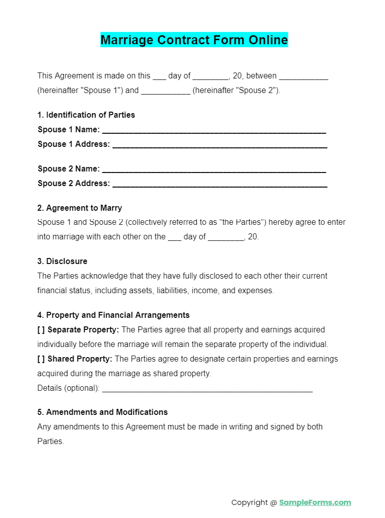 FREE 12+ Marriage Contract Form Samples, PDF, MS Word, Google Docs