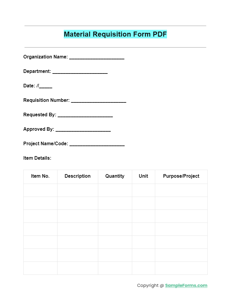 FREE 18+ Material Requisition Form Samples, PDF, MS Word, Google Docs