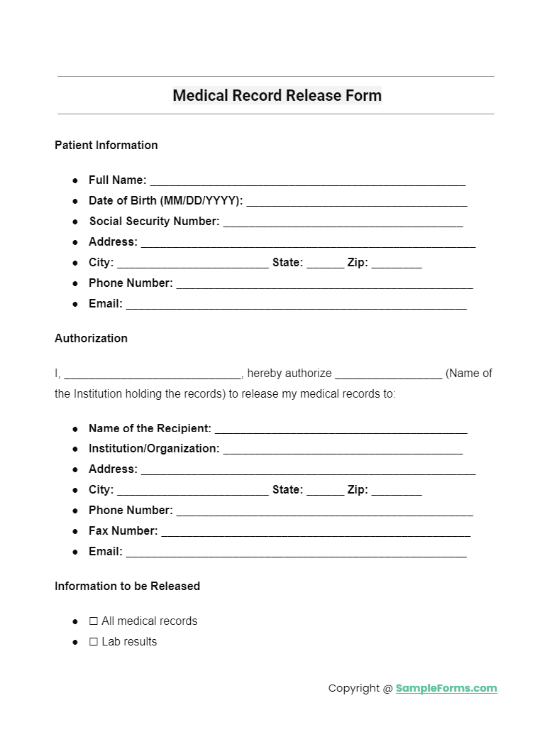 FREE 22+ Release of Information Form Samples, PDF, MS Word, Google Docs