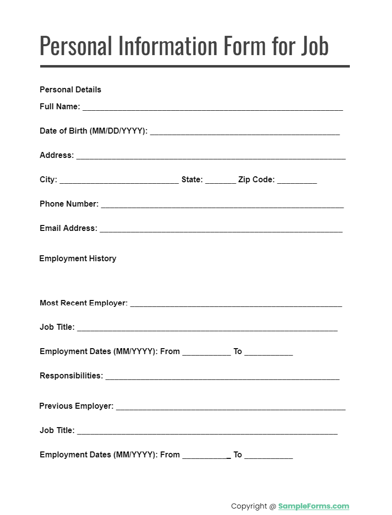 FREE 20+ Personal Information Form Samples, PDF, Word, Google Docs, Excel
