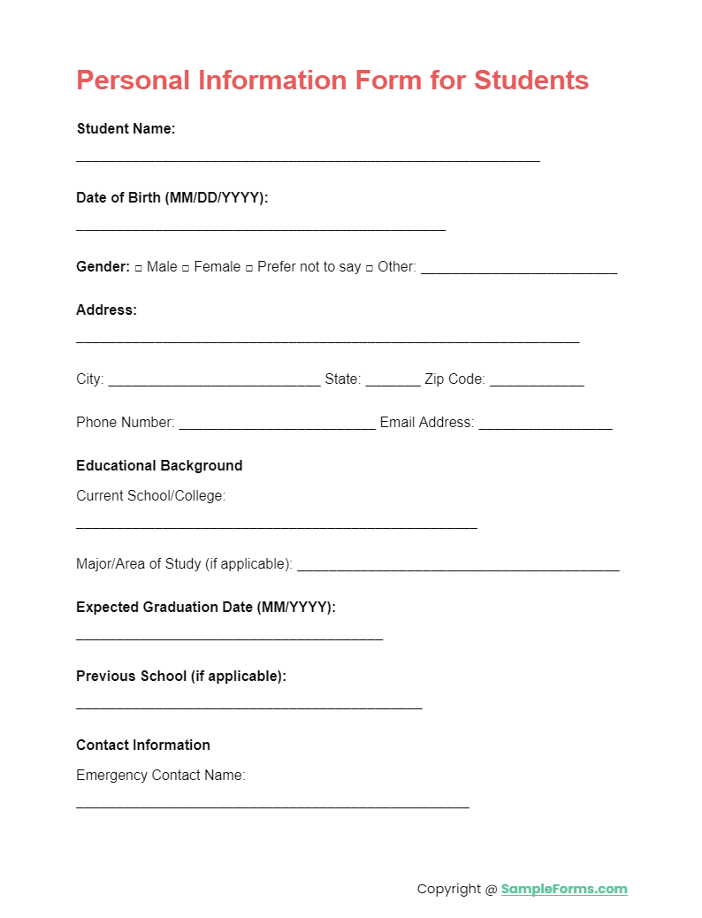 FREE 20+ Personal Information Form Samples, PDF, Word, Google Docs, Excel