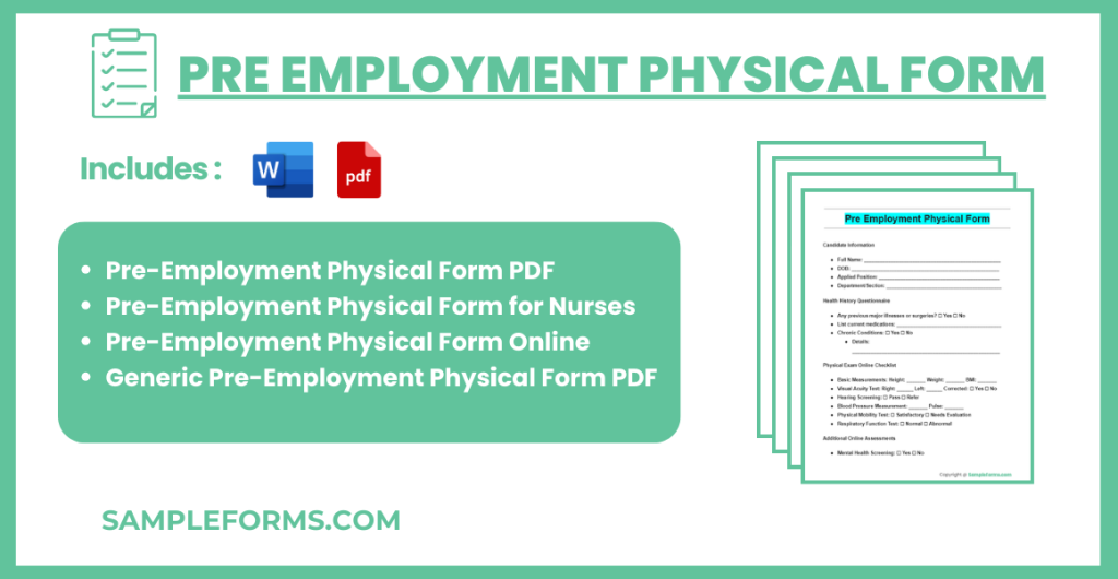 FREE 11+ Pre Employment Physical Form Samples, PDF, MS Word, Google Docs