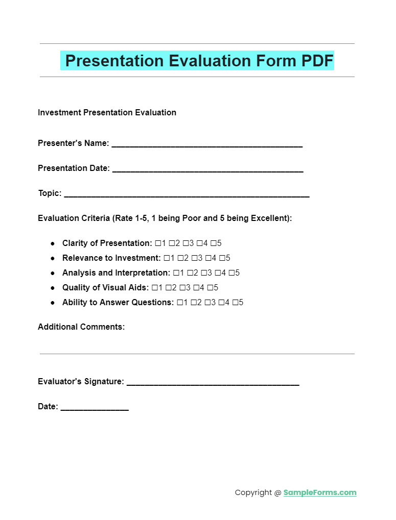 FREE 17+ Presentation Evaluation Form Samples, PDF, MS Word, Google Docs