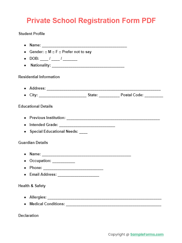 FREE 15+ School Registration Form Samples, PDF, MS Word, Google Docs, Excel