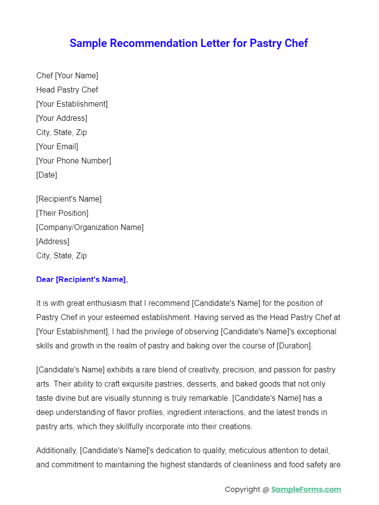 FREE 9+ Cooking Recommendation Letter Samples, PDF, MS Word, Google Docs