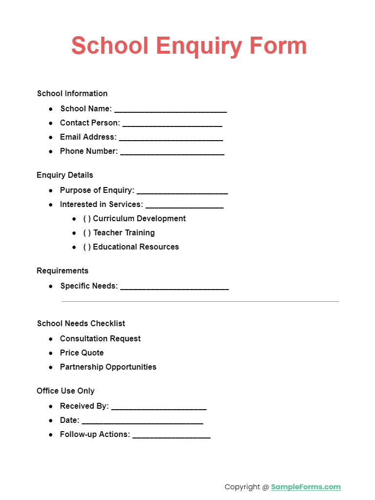 FREE 54+ Enquiry Form Samples, PDF, MS Word, Google Docs