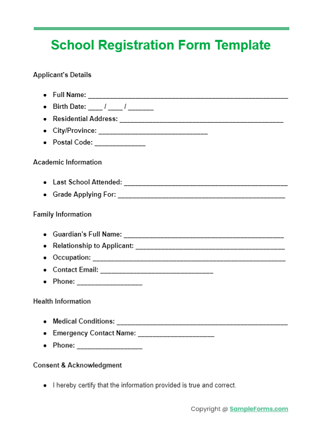 FREE 15+ School Registration Form Samples, PDF, MS Word, Google Docs, Excel