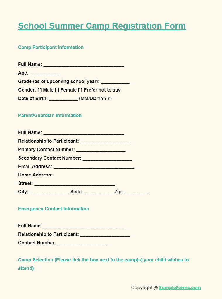 15+ Summer Camp Registration Form Samples, PDF, MS Word, Google Docs