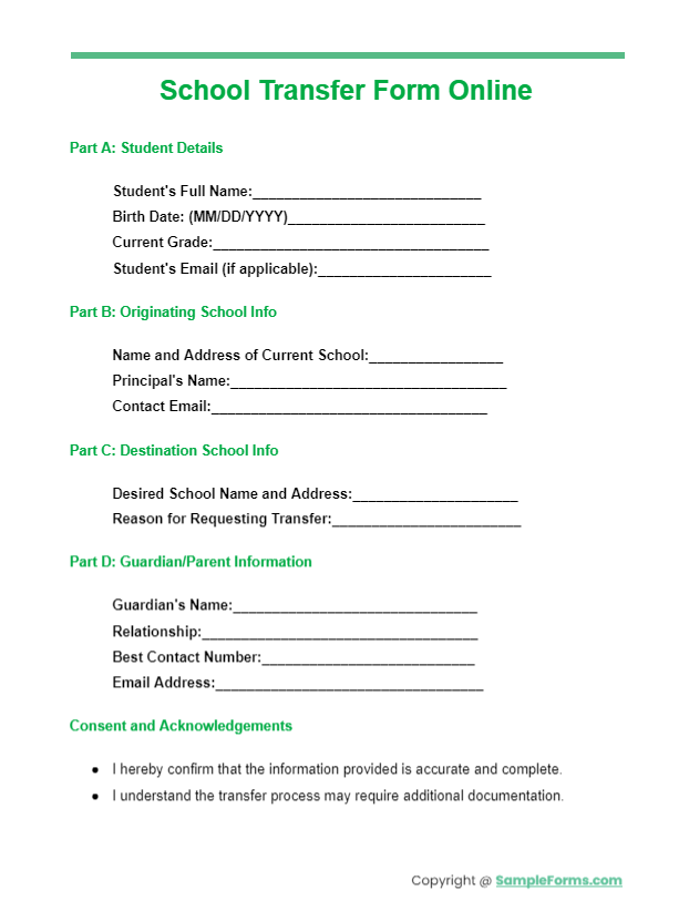 FREE 13+ School Transfer Form Samples, PDF, MS Word, Google Docs, Excel