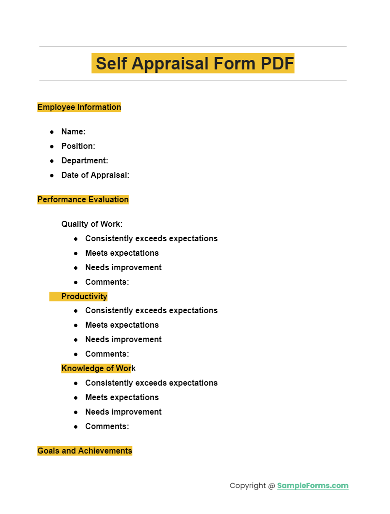 FREE 14+ Self Appraisal Form Samples, PDF, MS Word, Google Docs, Excel