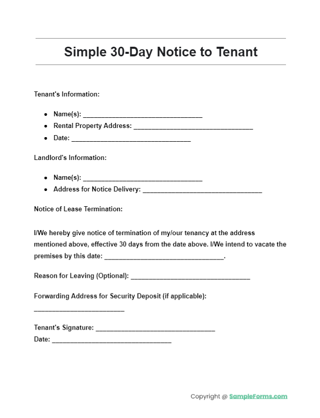 FREE 12+ 30 Day Notice Form Samples, PDF, MS Word, Google Docs