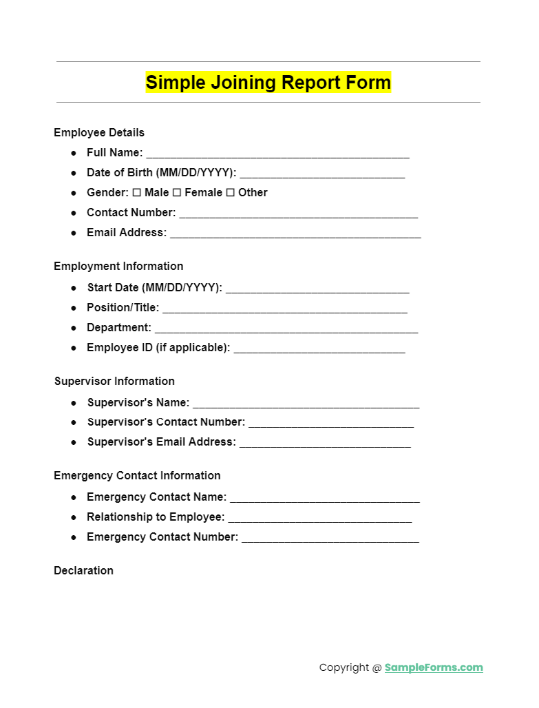 FREE 14+ Joining Report Form Samples, PDF, MS Word, Google Docs