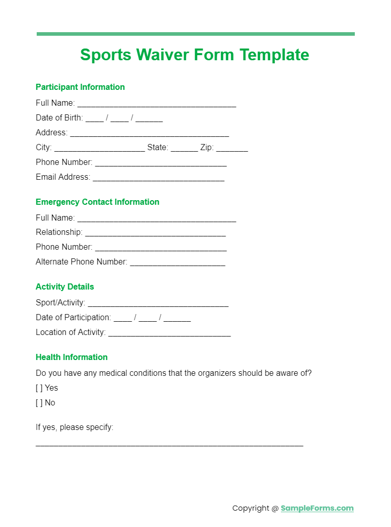 FREE 12+ Sports Waiver Form Samples, PDF, Word, Google Docs