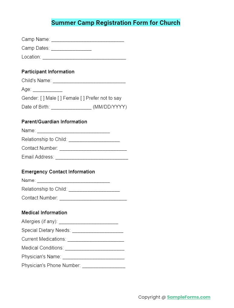 15+ Summer Camp Registration Form Samples, PDF, MS Word, Google Docs