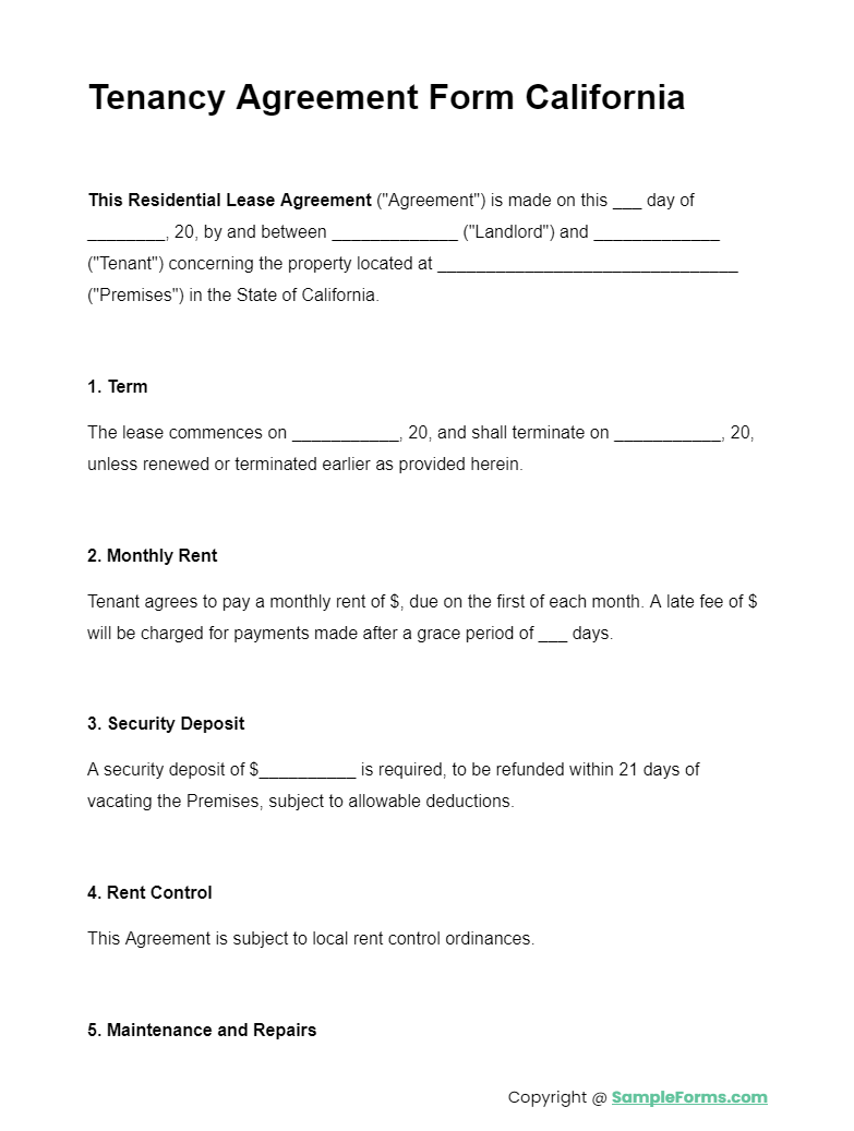 FREE 14+ Tenancy Agreement Form Samples, PDF, MS Word, Google Docs