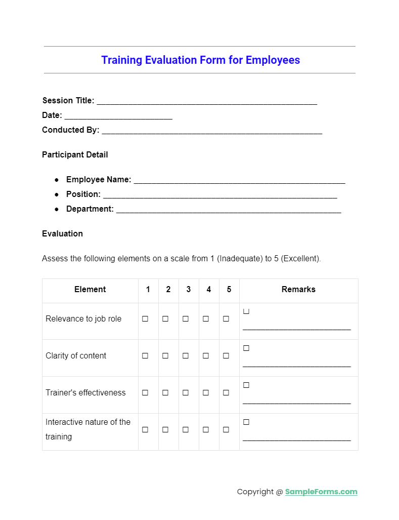 FREE 30+ Training Evaluation Form Samples, PDF, MS Word, Google Docs